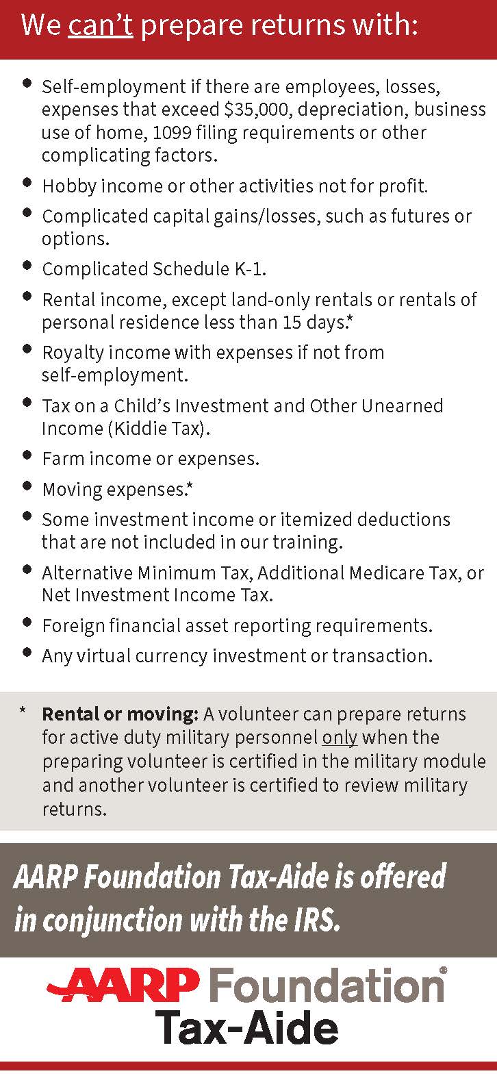 What Can AARP Tax-Aide Do? – Free Tax Service in Bryan, College Station ...