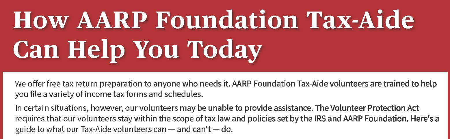 What Can AARP Tax-Aide Do? – Free Tax Service in Bryan, College Station ...